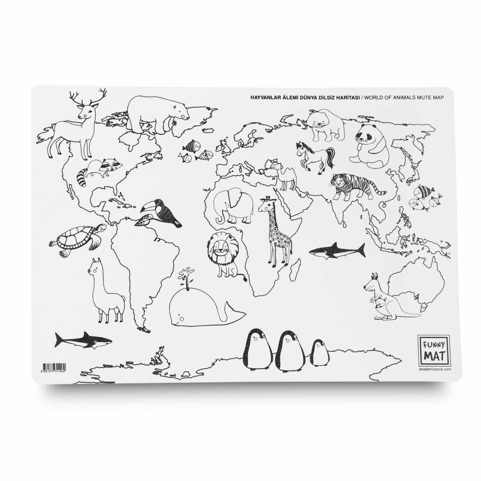 Desene de Colorat, Fise de Colorat si Planse - Harta Animale Planeta