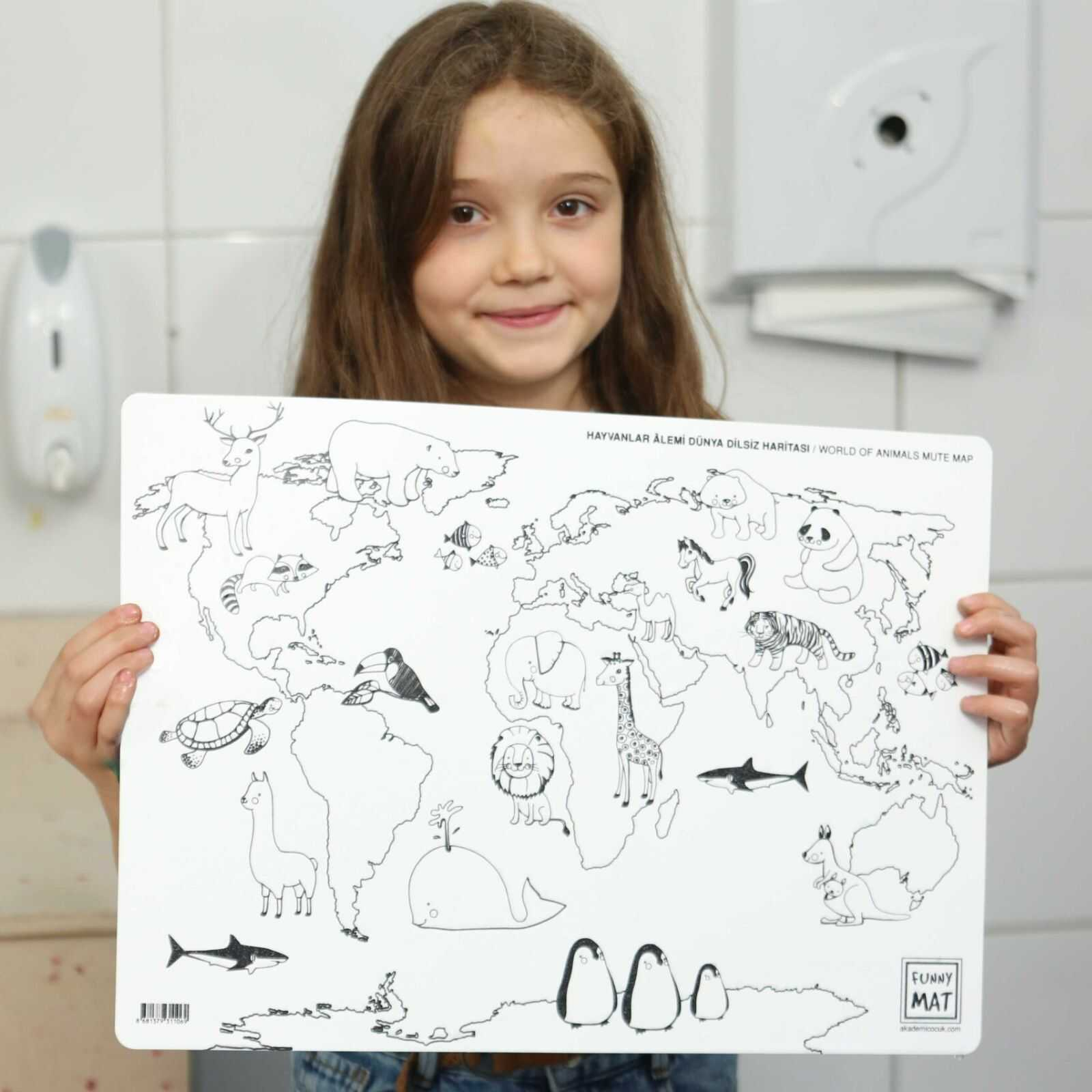 Desene de Colorat, Fise de Colorat si Planse - Harta Animale Planeta