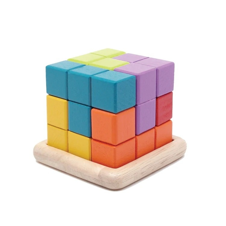 Puzzle cub 3D colorat din lemn, Svoora pentru Baiat, Fata varsta 6 - 9, 9+