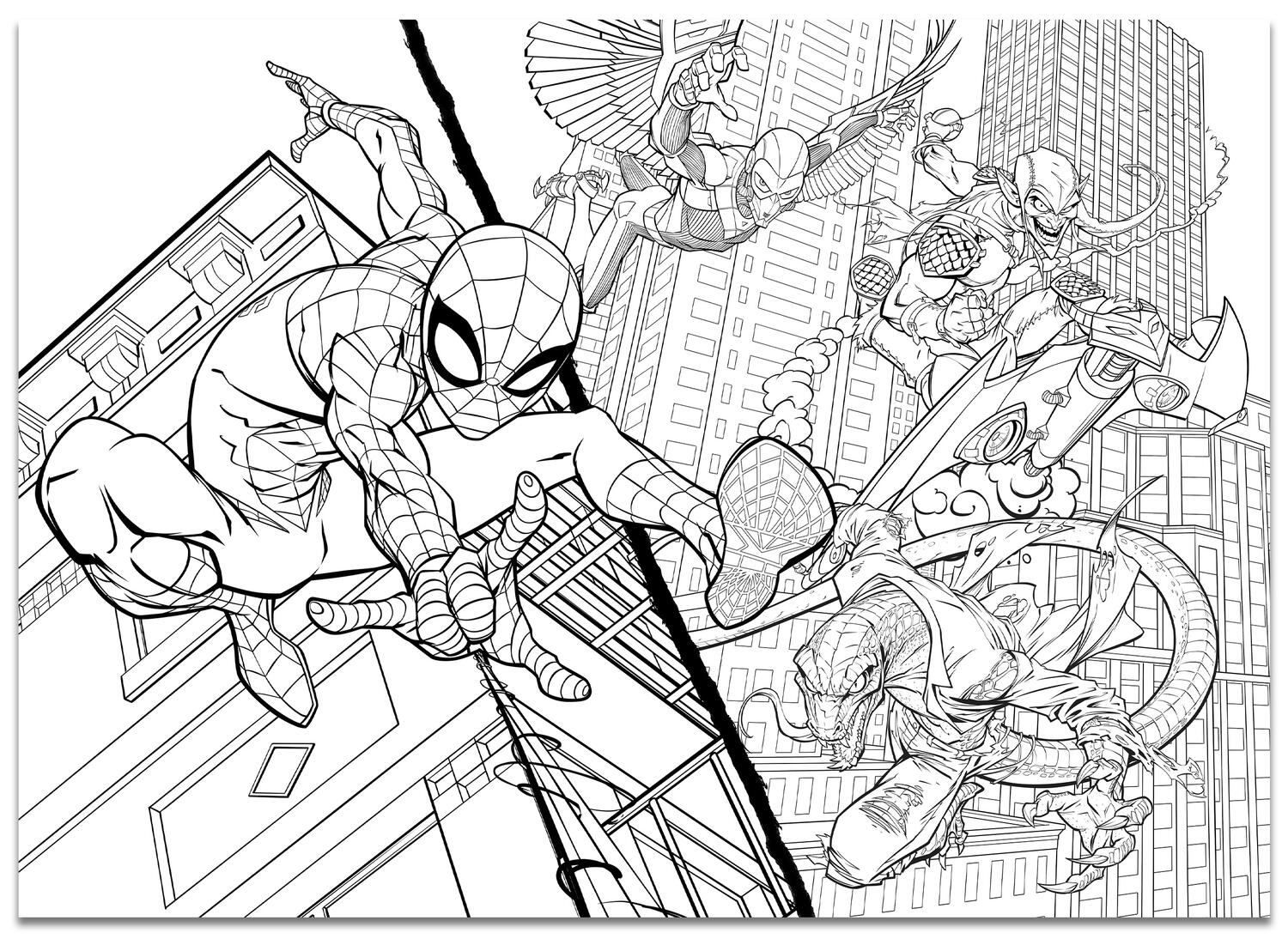 Puzzle de colorat maxi - Spiderman (4 x 48 de piese) de la LISCIANI