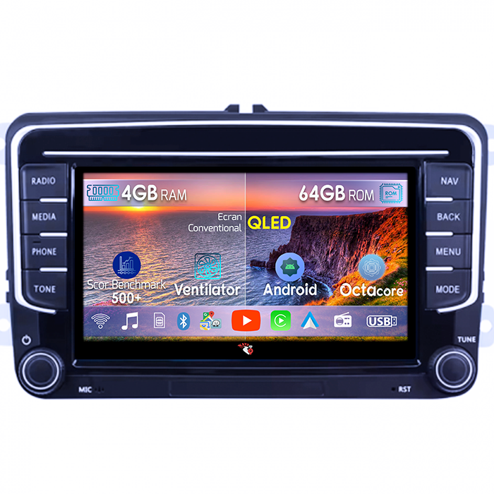 Navigatie dedicata Volkwagen, model 2023, 4GB RAM 64GB ROM, Octacore, Android 14, Display QLED 7 ...