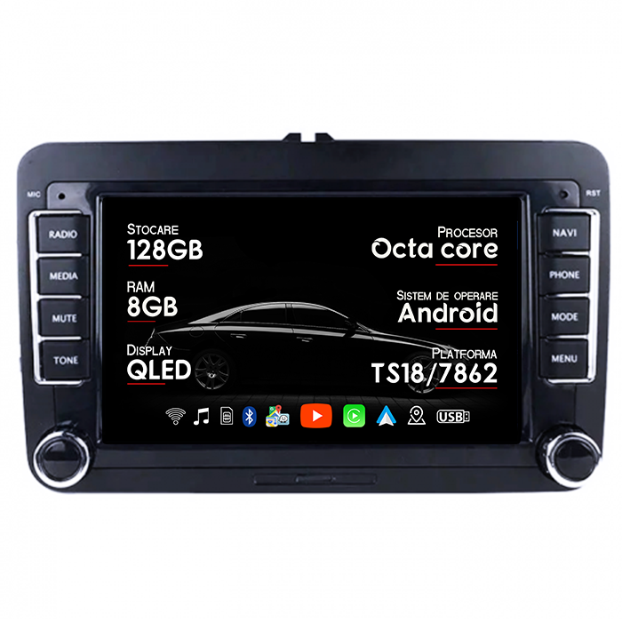 Navigatie dedicata Volkwagen, 8GB RAM 128GB ROM, Octacore, Platforma 7862, Android 14, Display ...