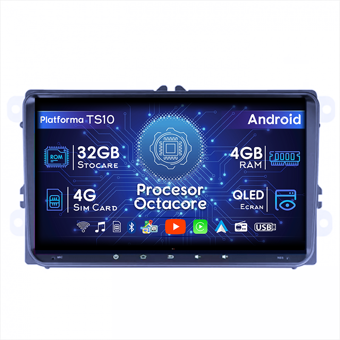 Navigatie dedicataVolkwagen, 4GB RAM 32GB ROM, Octacore, Android 14, Display QLED 9", DSP ...