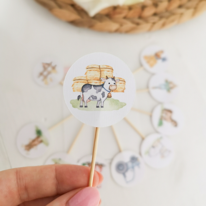 Decoratiuni tort din hartie | Set Topper Tort | Colectia Ferma Animalelor