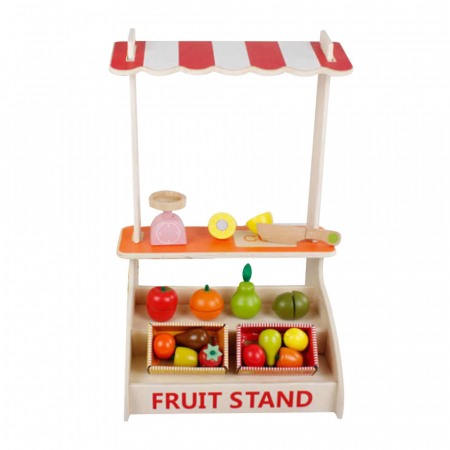 Magazin - stand pentru fructe si legume din lemn colorat cu accesorii