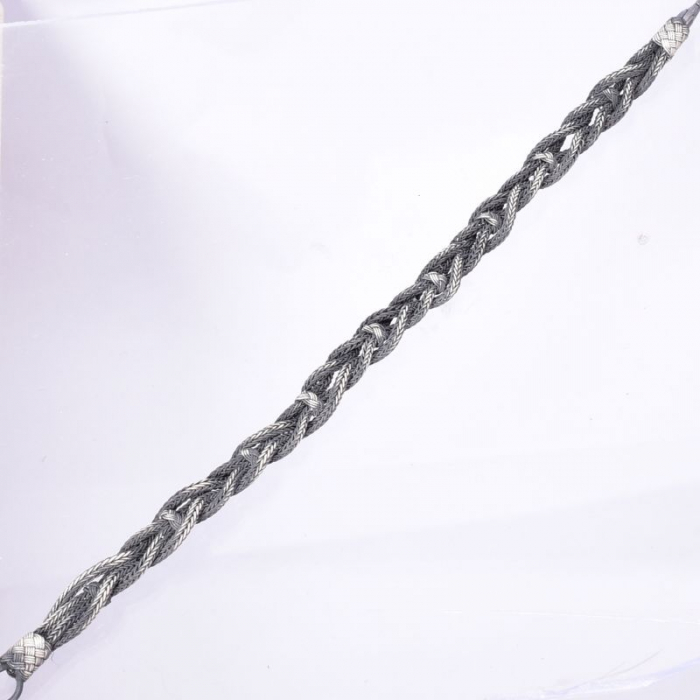 Bratara barbati argint Kazaz oxidat funie impletita