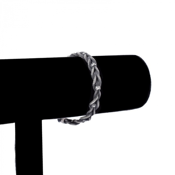 Bratara barbati argint Kazaz oxidat funie impletita