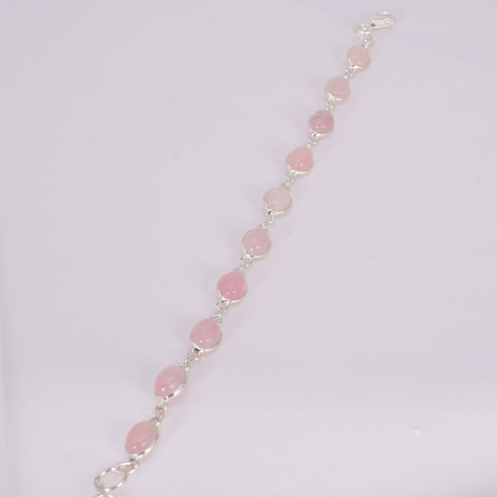 Bratara de argint cuart roz cabochon oval