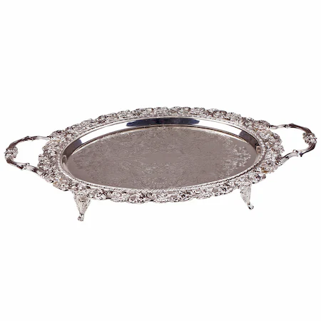 Tava argintata cu model floral