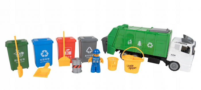 Masina camion de gunoi cu containere de sortare, 26x9x12 cm