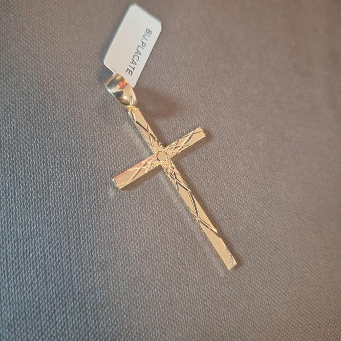 Cruce mare placata cu aur Romana - 5 cm