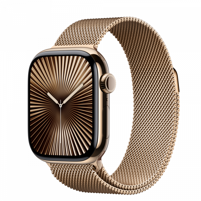 Apple Watch S10 Cellular 42mm Gold Titanium Case with Gold Milanese Loop