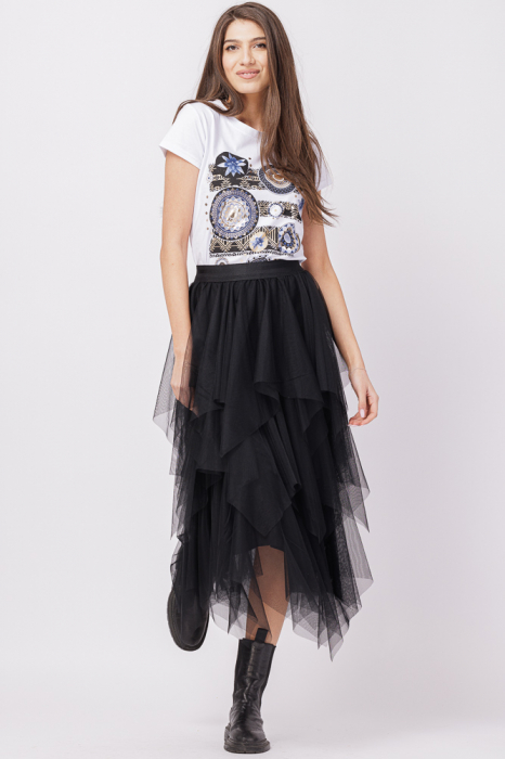 Fusta neagra din tul cu volane | Shopika.ro