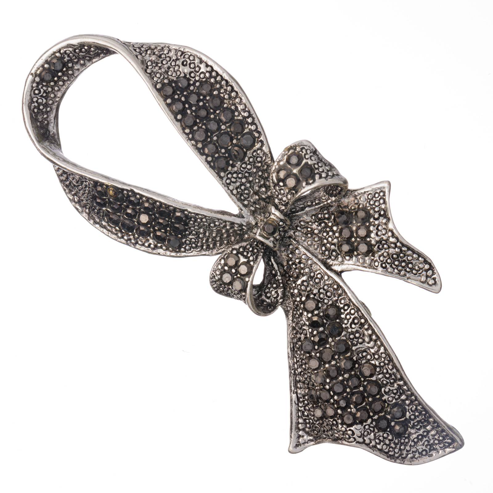 Cadou martisor | Brosa metalica argintie cu pietricele fatetate ...