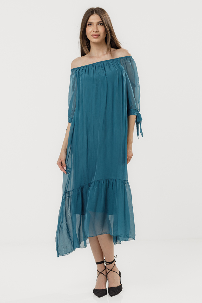 Colectie noua | Rochie din matase naturala cu detalii feminine si ...