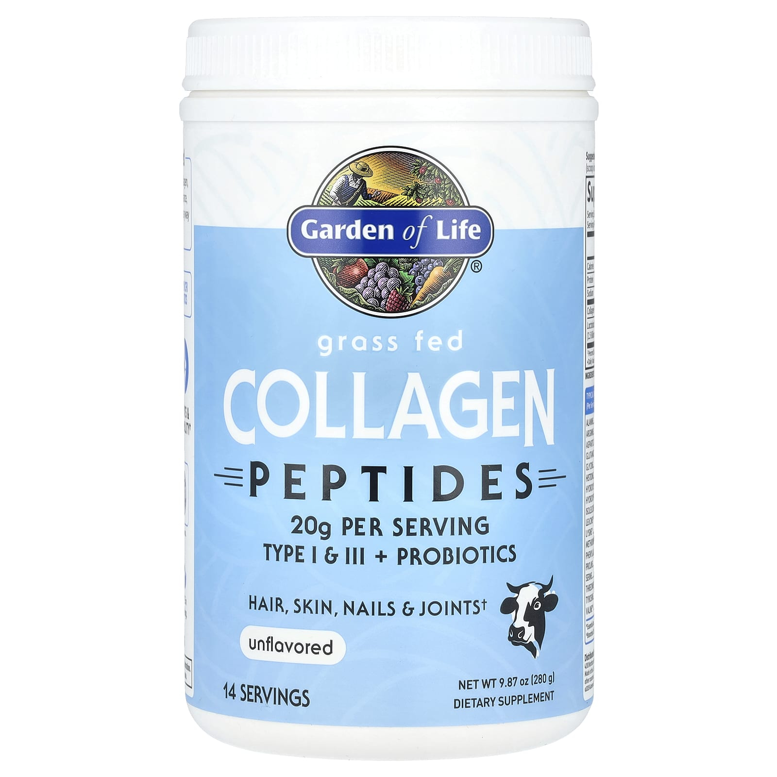 Grass Fed Collagen Peptides, Garden of Life, 280g