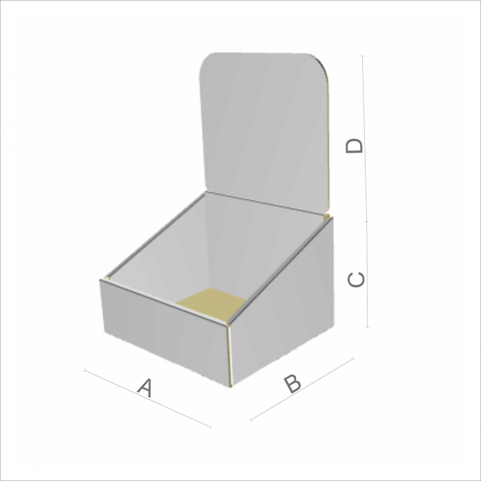 Angled tray-counter display with header