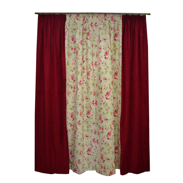 Set draperii Velaria flori rosii, 2x135x260 cm