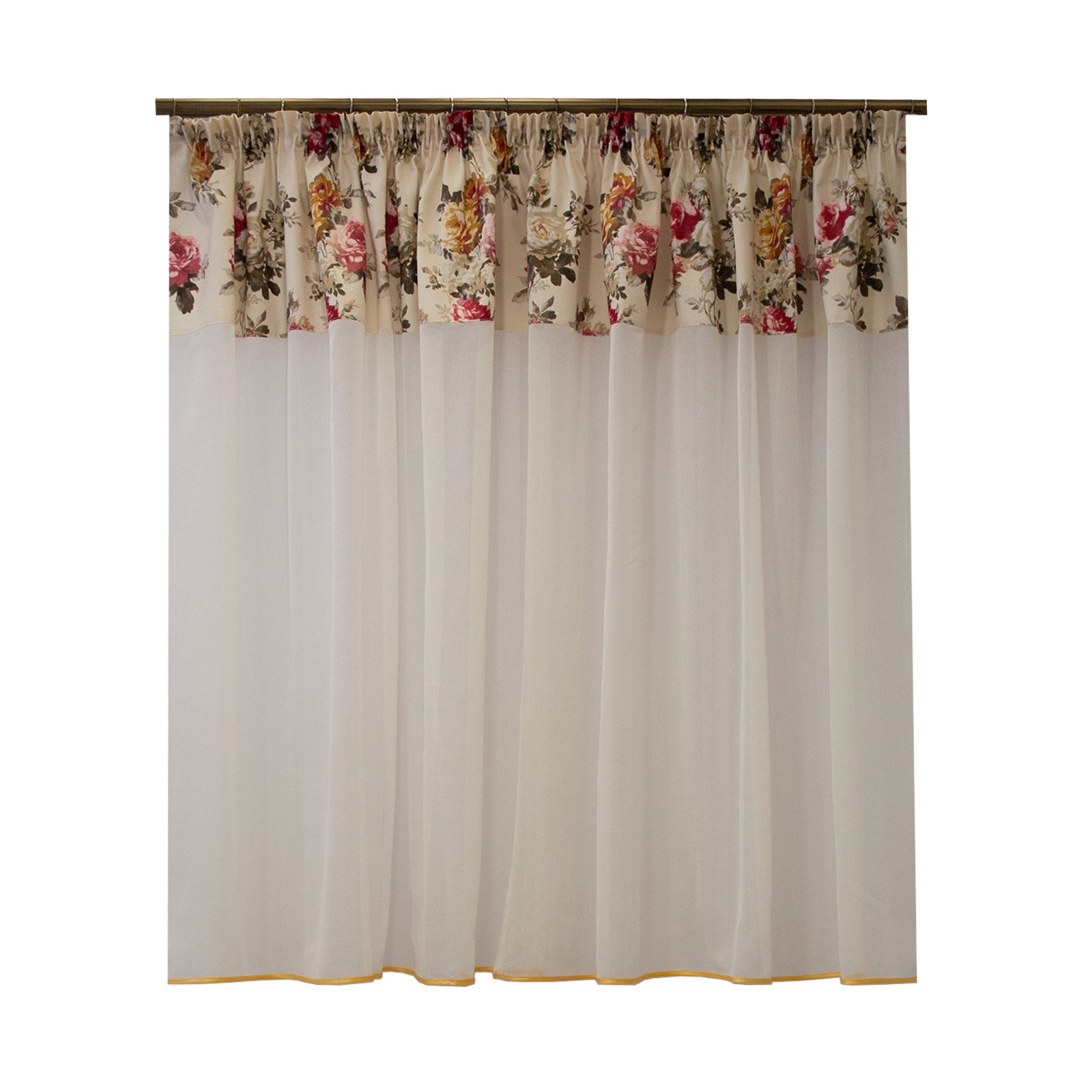 Perdea Velaria in ivoire cu flori, 300x150 cm