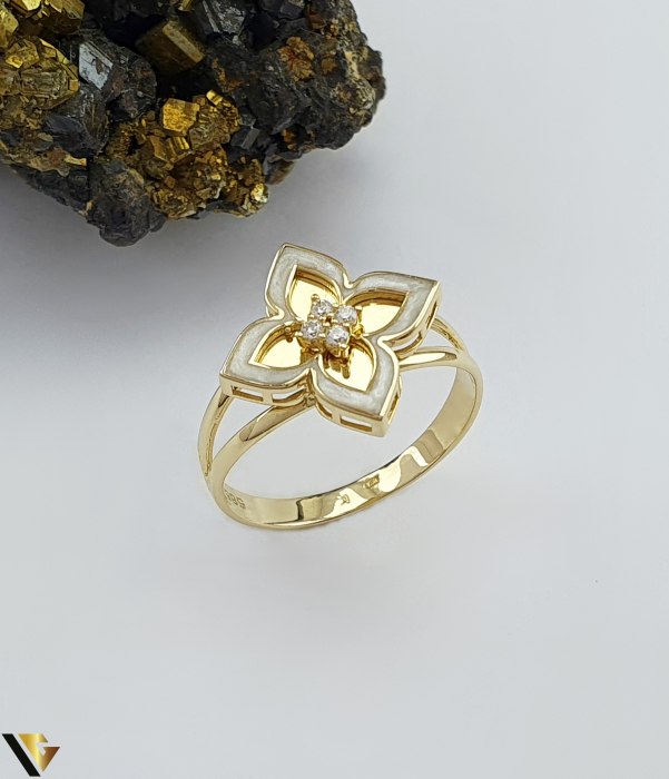 Inel aur 14k, Cristale de zirconiu Greutate: 2.96 grame Latime: 17 mm ...