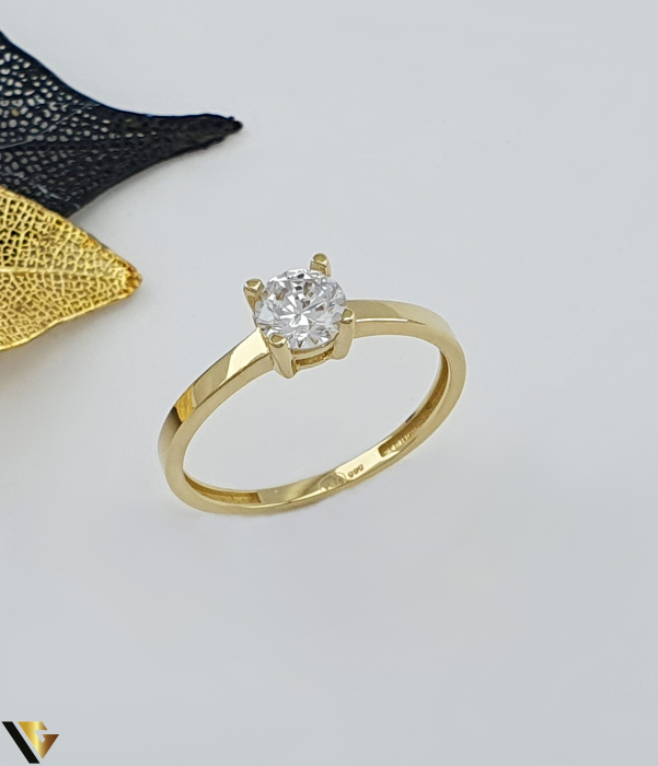 Inel logodna, aur 14k, Cristal de zirconiu Greutate: 1.37 grame Latime ...