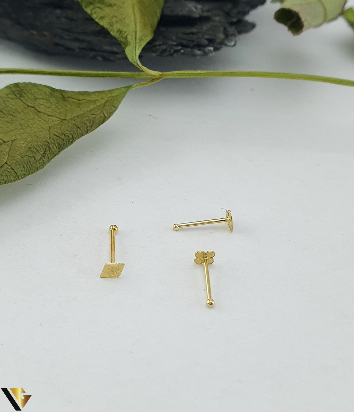 Piercing Nazal Aur 14k CERCEL NAS hexagon inima romb trifoi