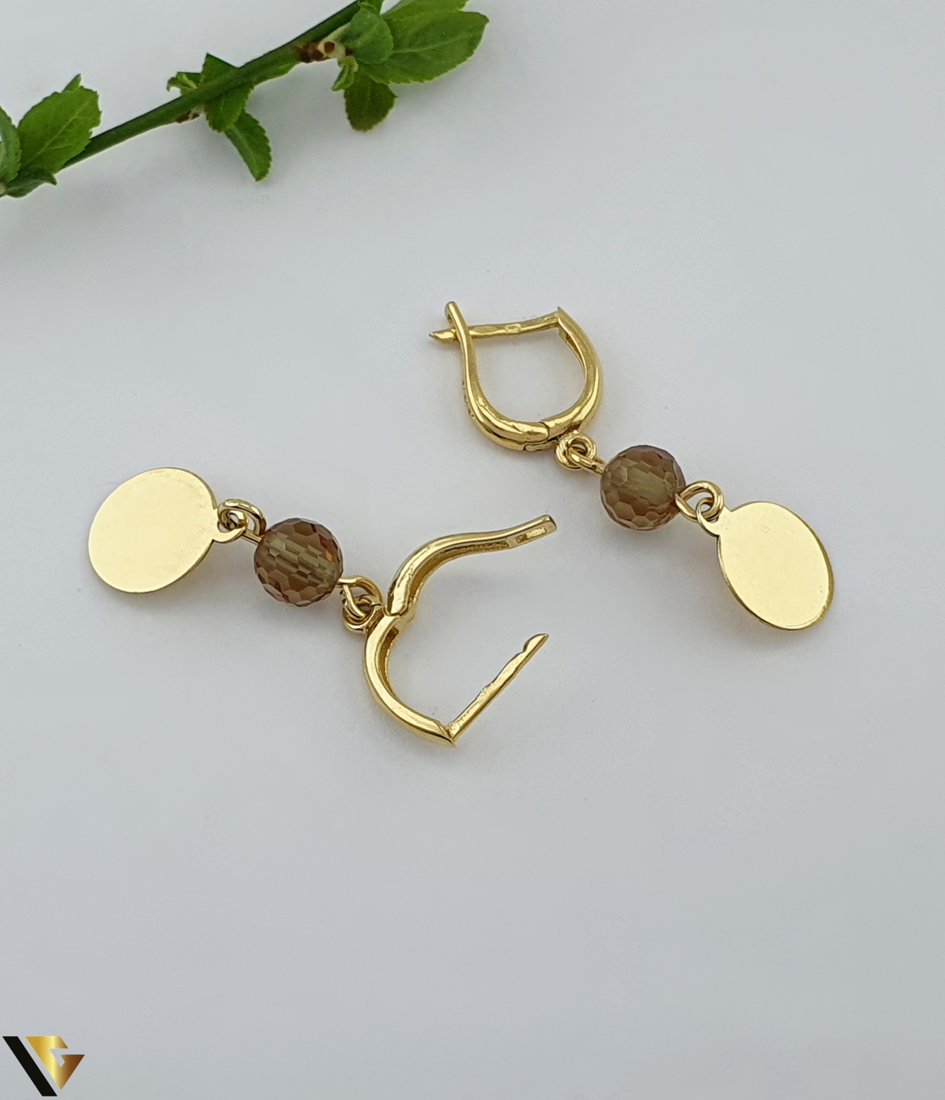 Cercei aur 14k, Zultanit Greutate: 3.15 grame Lungime: 37 mm Diametru ...