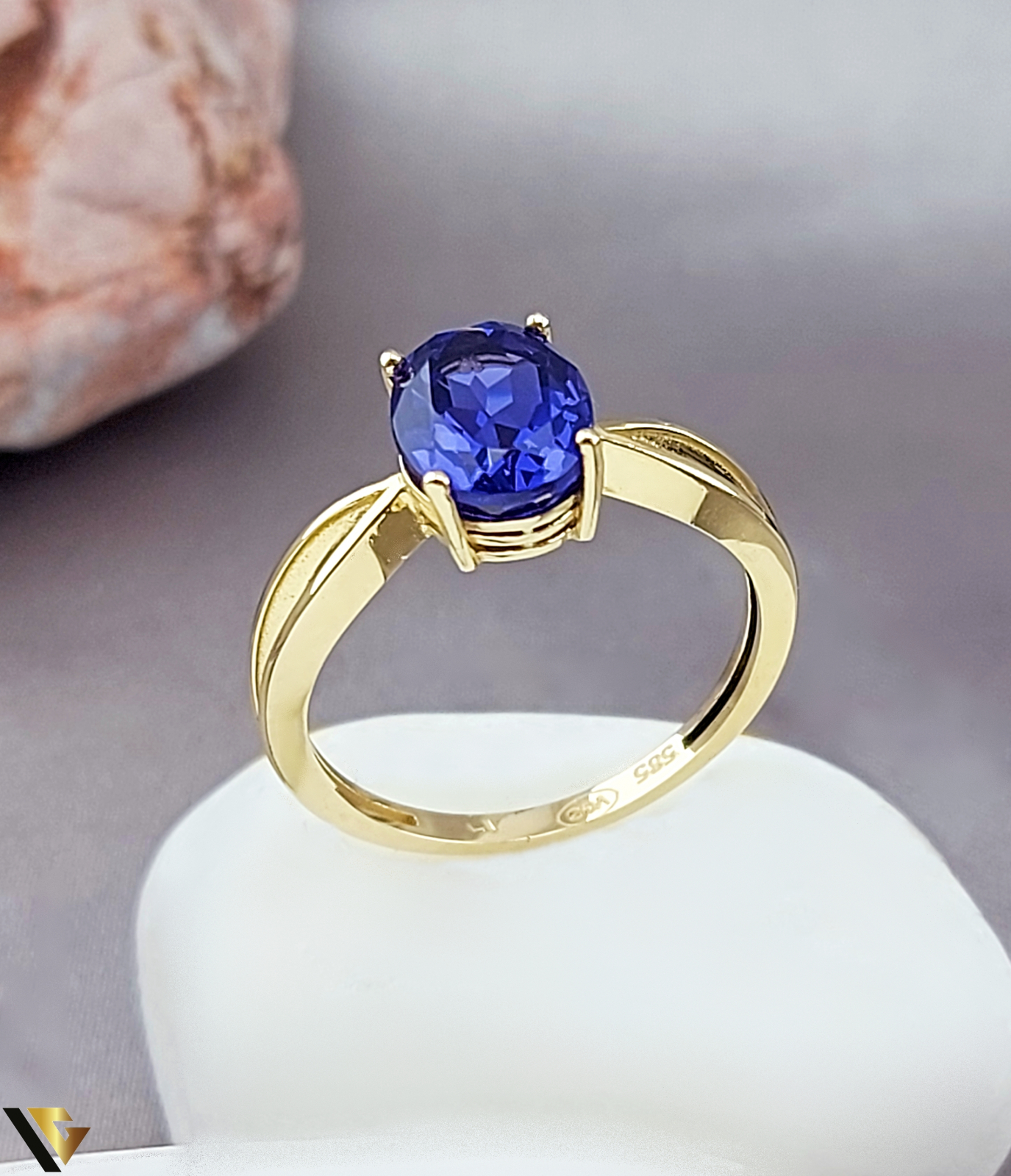 Inel aur 14k, Cristal de zirconiu, PIATRA MOV, ELEGANT Greutate: 2.89 ...