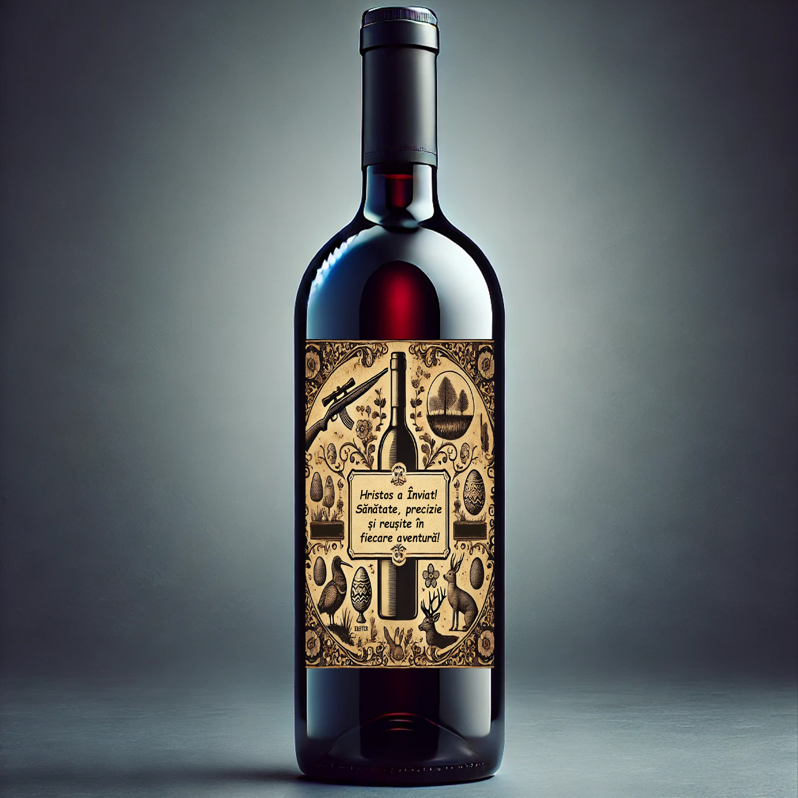 Vin Personalizat Vanator – Cadou Special de Paște cu Text și