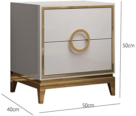 Noptiera G05 - Design Modern, Lemn Alb și Metal Auriu | www.aahhome.ro