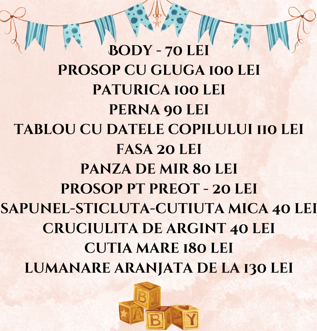 LISTA PRETURI PENTRU COPII