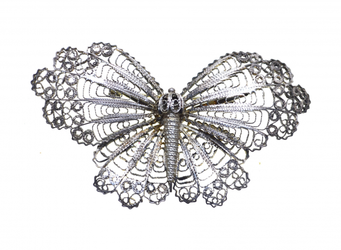 Brosa argint vintage "Fluture", filigran