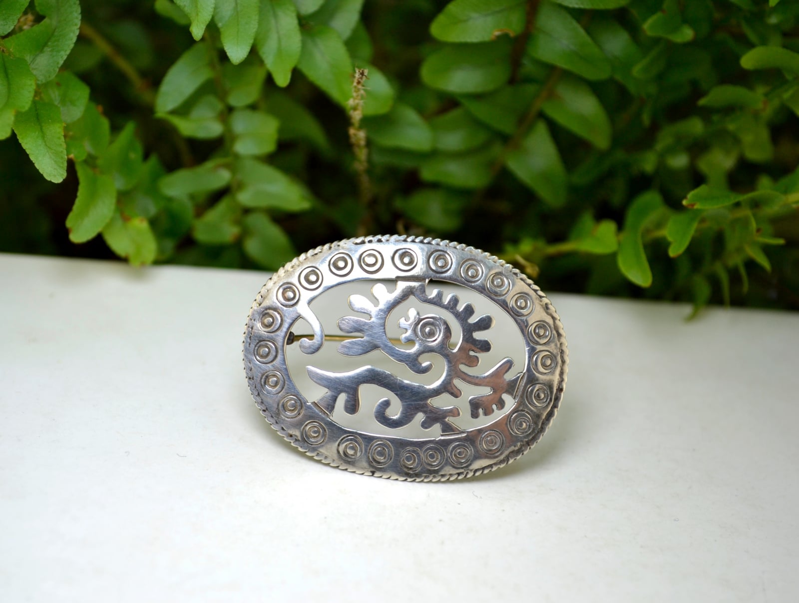 Brosa argint etnica, personaj mitic aztec Ozomatli