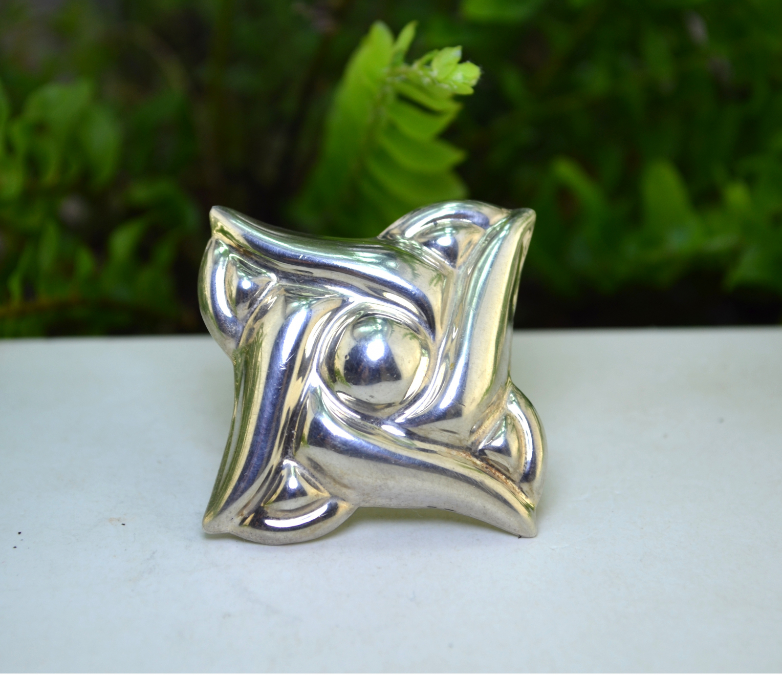 Brosa argint mexicana, design modernist