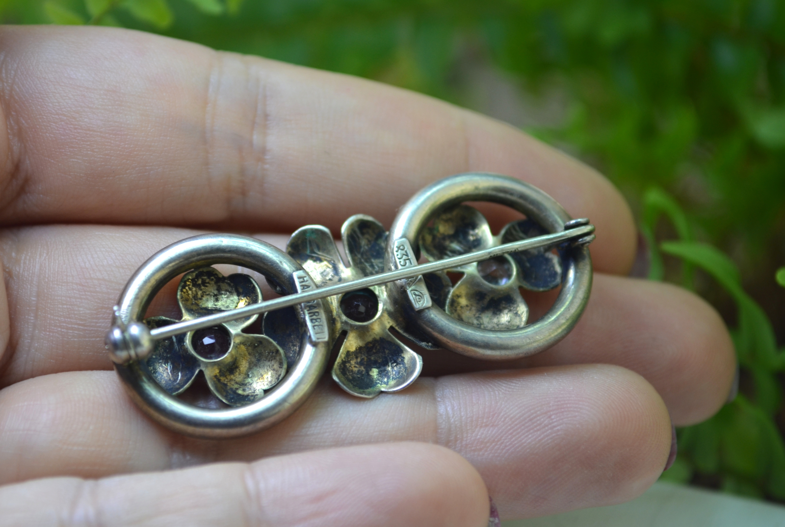 Brosa argint interbelica Jugendstil Teka acvamarin topaz ametist | A ...