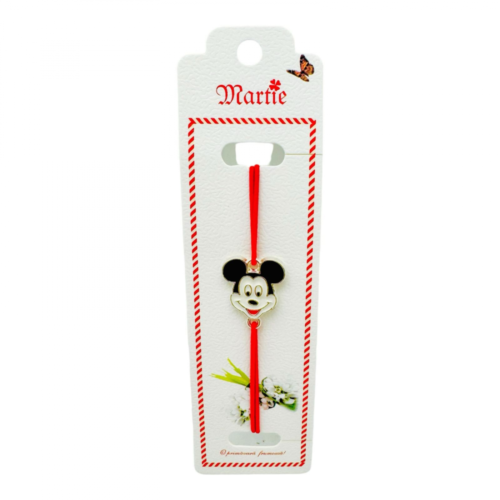 Bratara Martisor, Soricel Simpatic, snur rosu elastic, model 2025