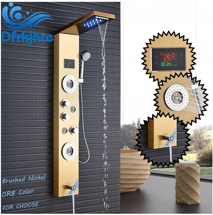 Panel de Dus Multifunctional cu LED, GOLD(ecran de temperatura), efect ...
