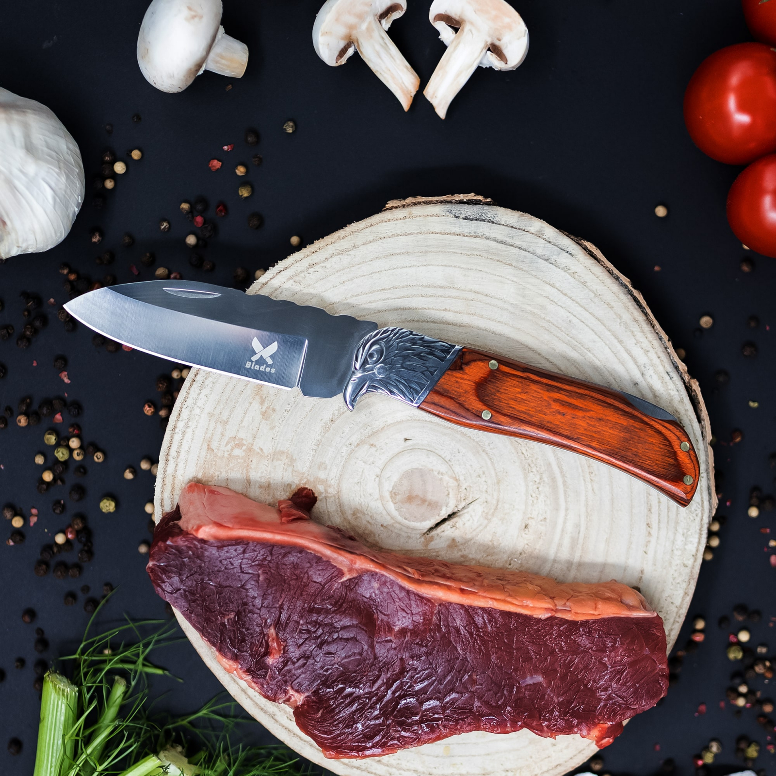 Джобен нож Hawk, къмпинг и туризъм, лилава стомана 7Cr13, дръжка от ...