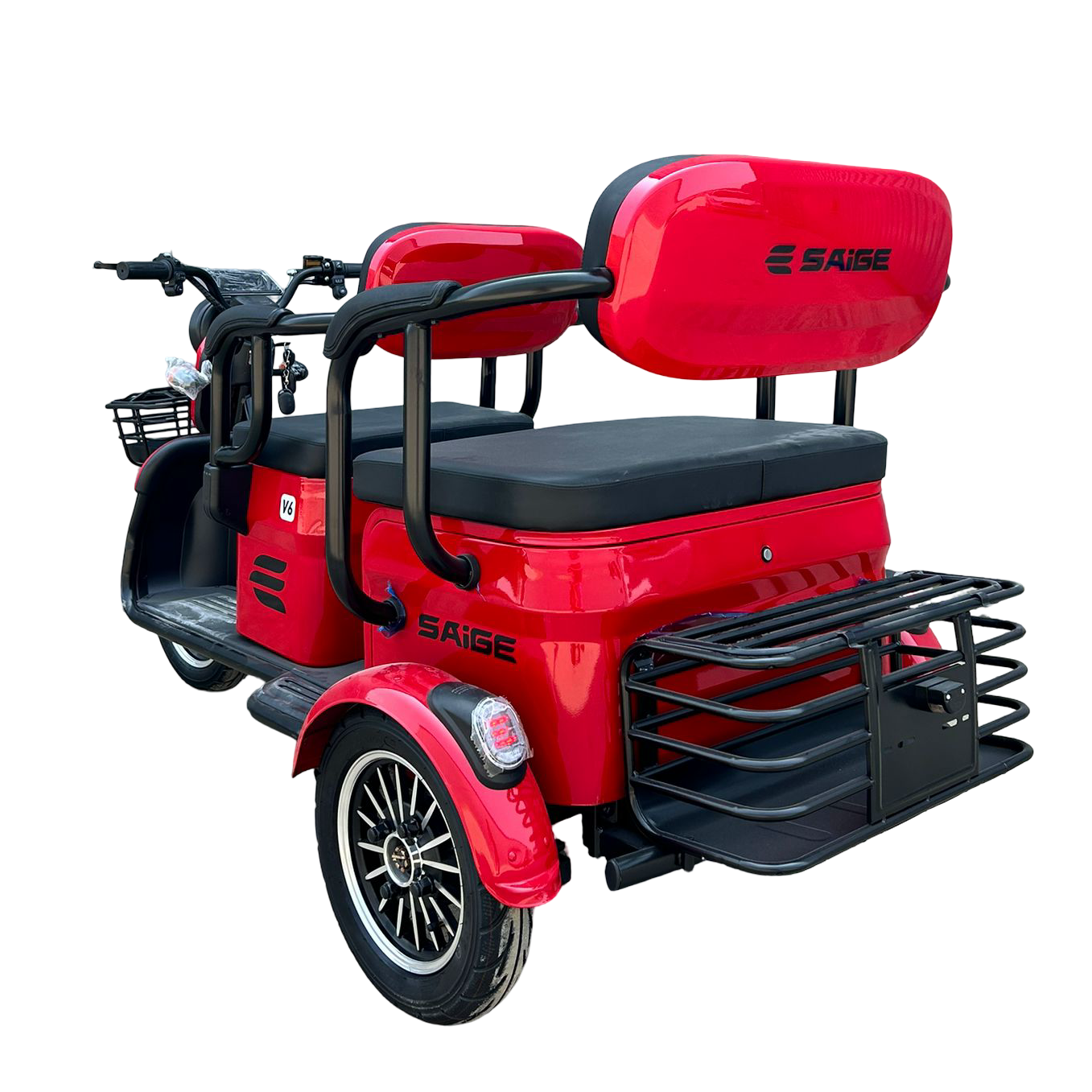 Tricicleta electrica V6 ROSU fara permis cu 2 locuri si spatiu mare de ...