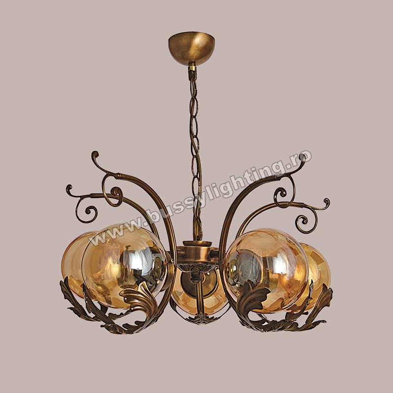 Lustra Devon cu 5 Brate, Desing Vintage, Finisaj Bronz Antichizat ...