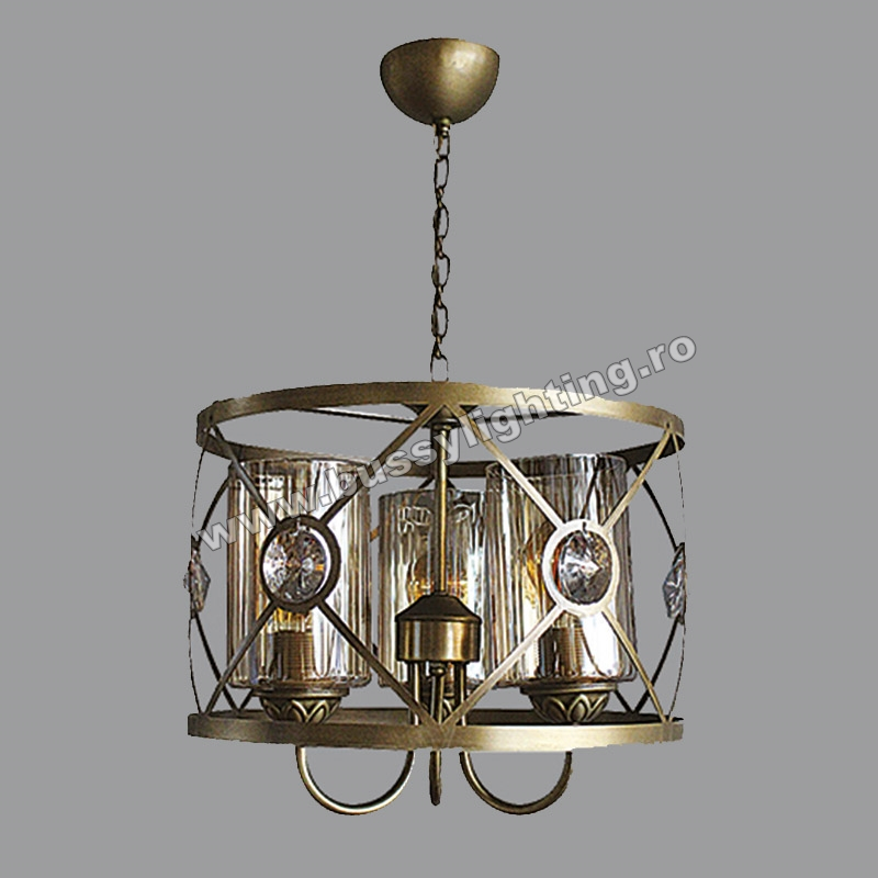 Lustra Selero cu 3 Brate, Desing Vintage, Finisaj Bronz Antichizat ...