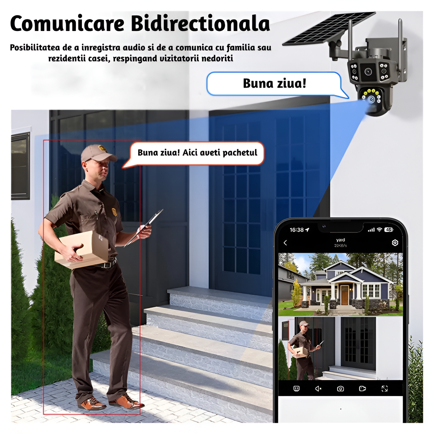 Camera de supraveghere CLAUSTEEL 2IN1 M144 cu Vedere Tripla, Cartela ...