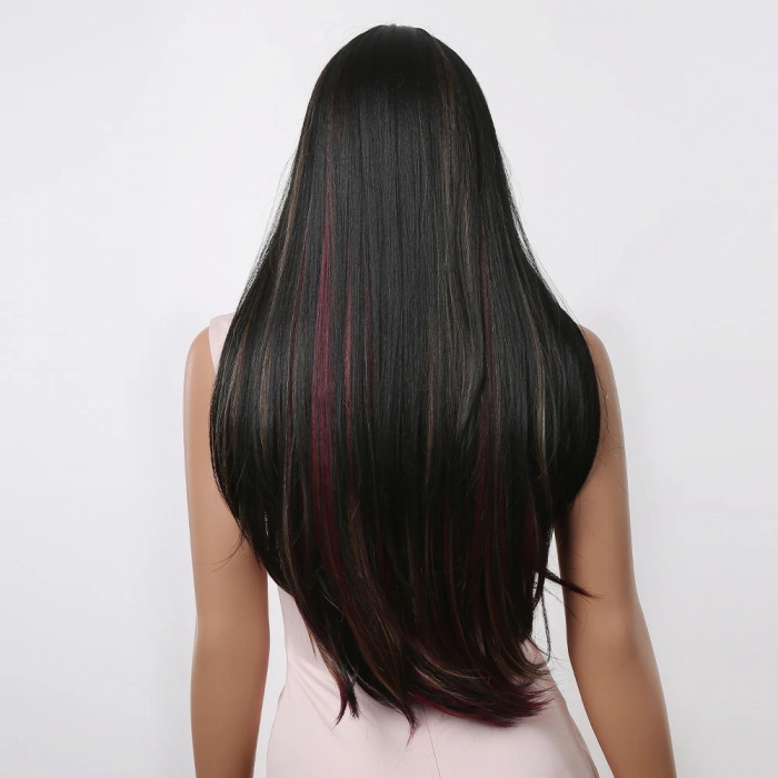 Peruca C103 Bruneta Cu Suvite Colorate