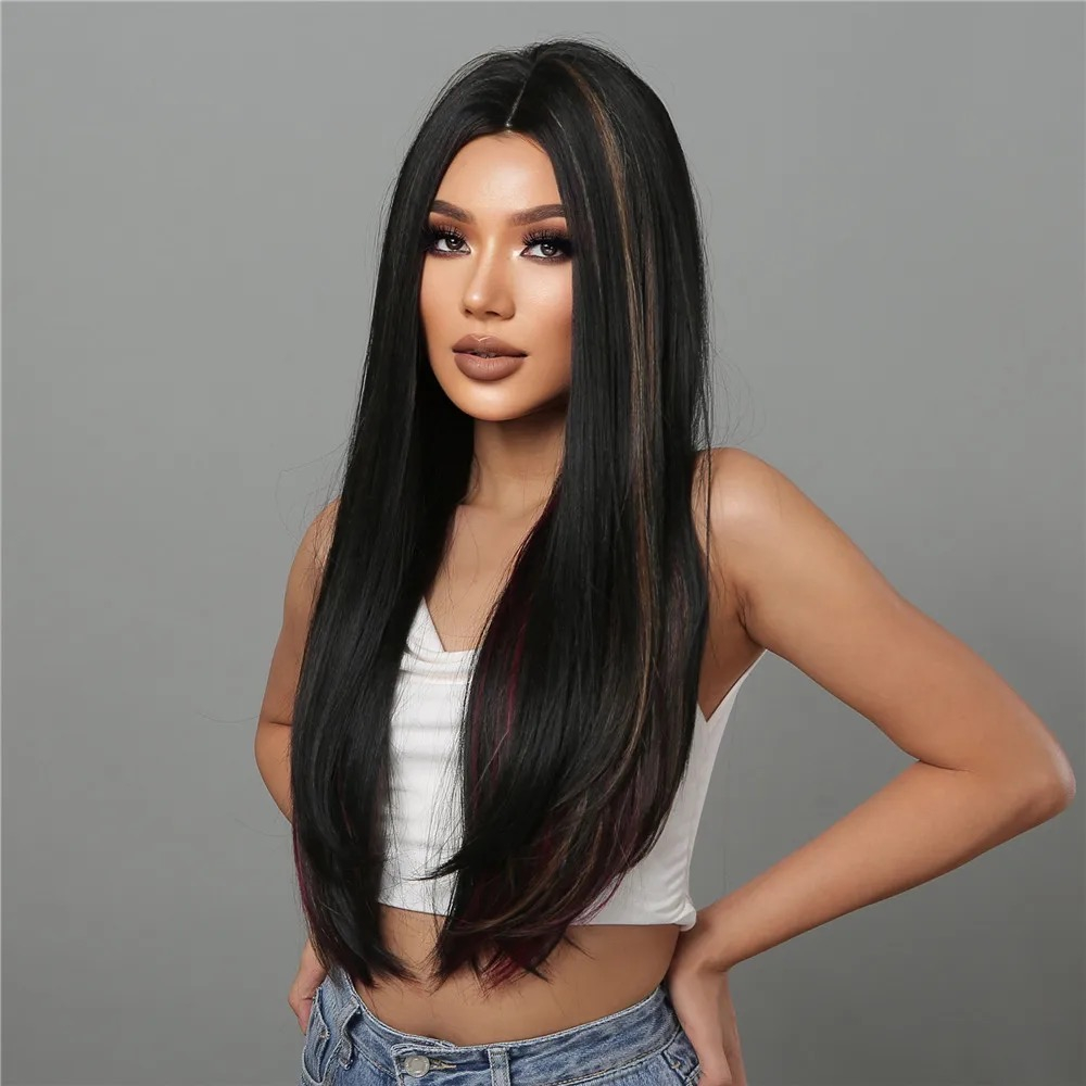 Peruca C103 Bruneta Cu Suvite Colorate