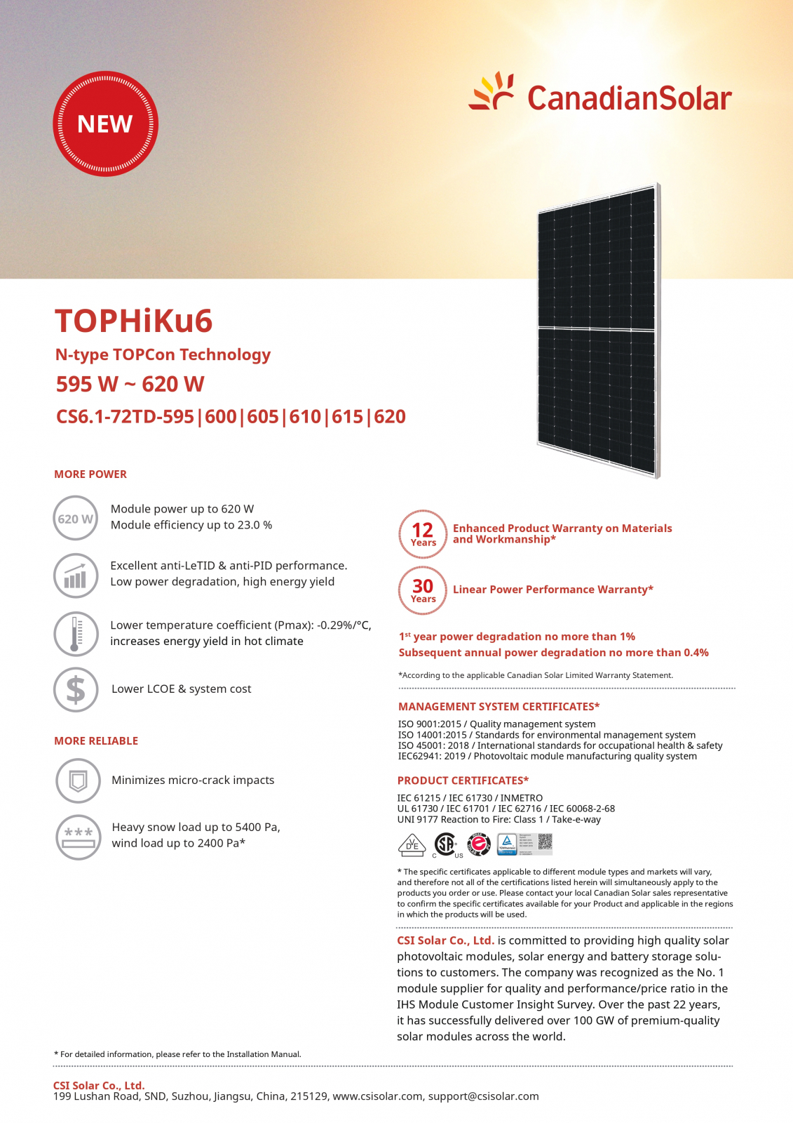 Panou solar Canadian Solar 610W - CS6.1-72TD-610 TOPHiKu6