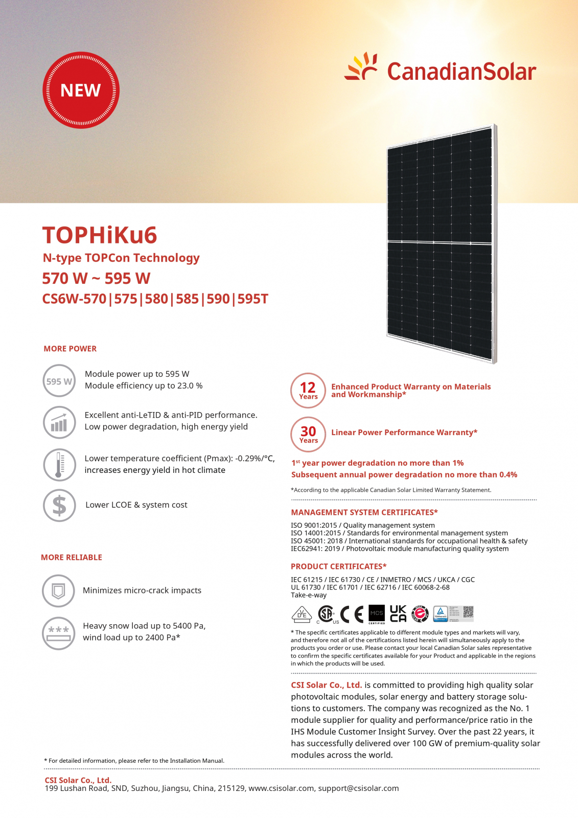 Panou solar Canadian Solar 585W - CS6W-585T TOPHiKu6