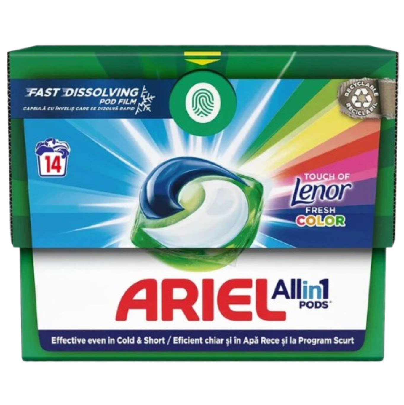 Detergent Pentru Rufe Capsule, Ariel, Touch Of Lenor Color, 14 Spalari