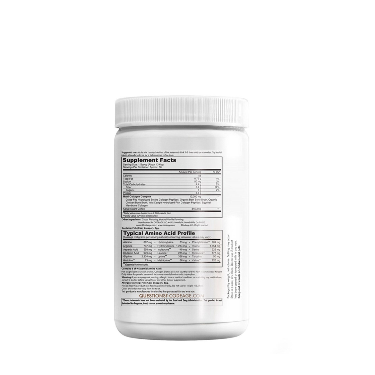 Codeage Kona Coffee Multi Collagen - 5 Types Collagen Peptides, Colagen ...