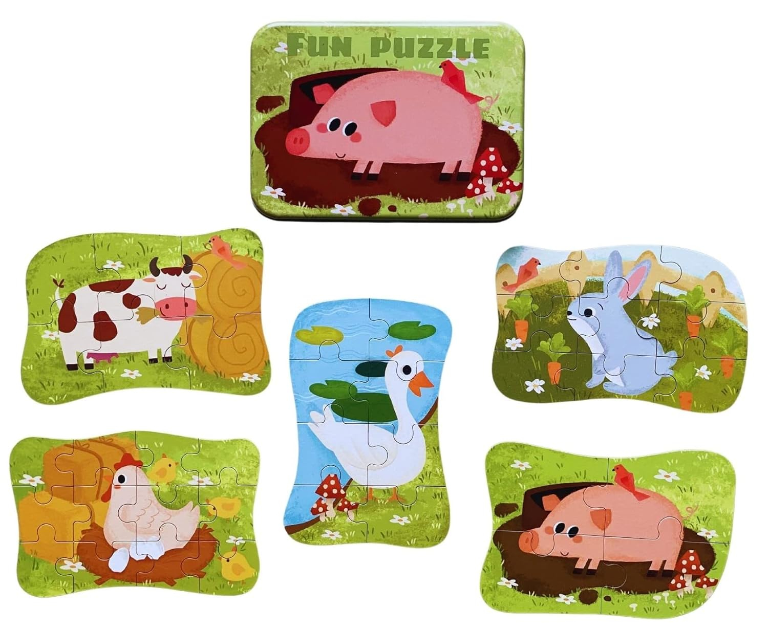 Pachet 3 Seturi de cate 5 Puzzles pentru incepatori, Diferite Nivele de ...