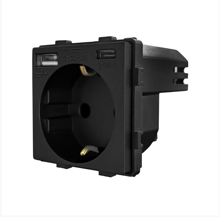 Modul priza Schuko + USB-A + USB-C 20W Fast Charge